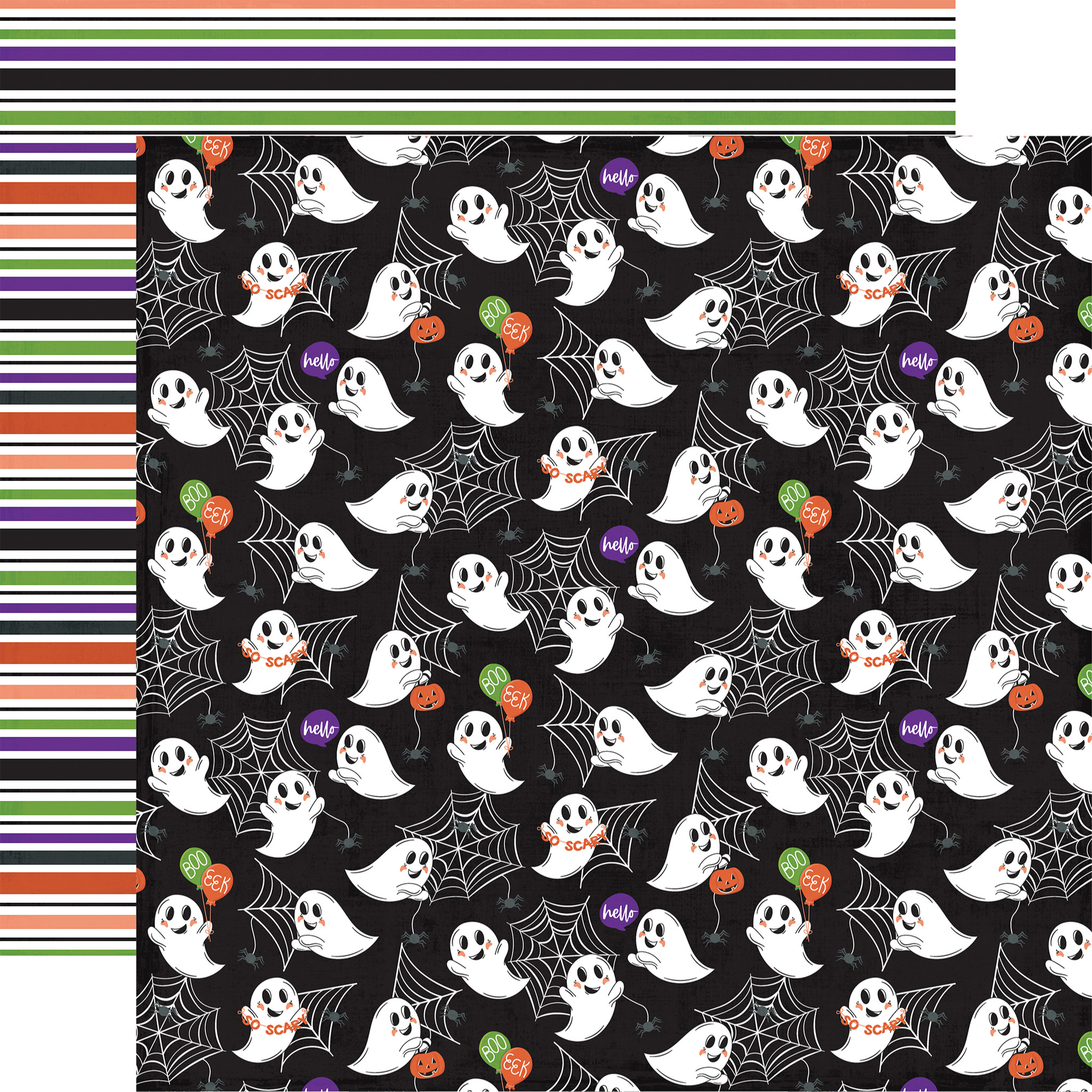 Ghosts And Goblins: Boo Eek Ghost 12x12 Patterned Paper - Echo Park ...