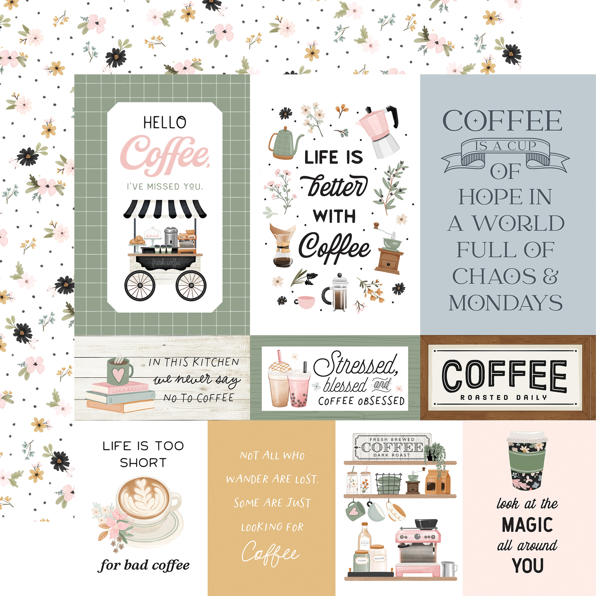 Coffee Shop: Multi Journaling Cards 12x12 Patterned Paper - Echo Park ...