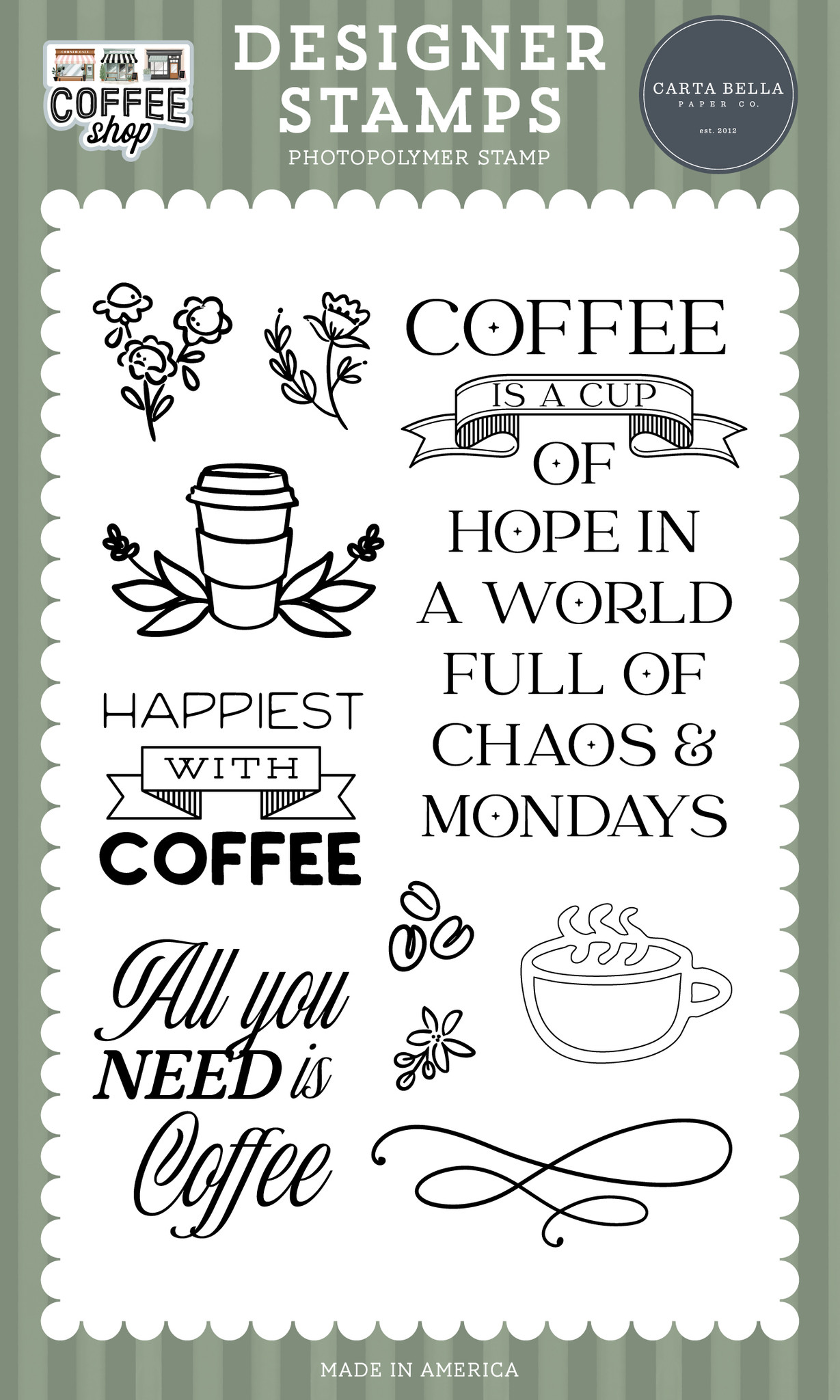 Coffee Shop: Happiest With Coffee Stamp Set - Echo Park Paper Co