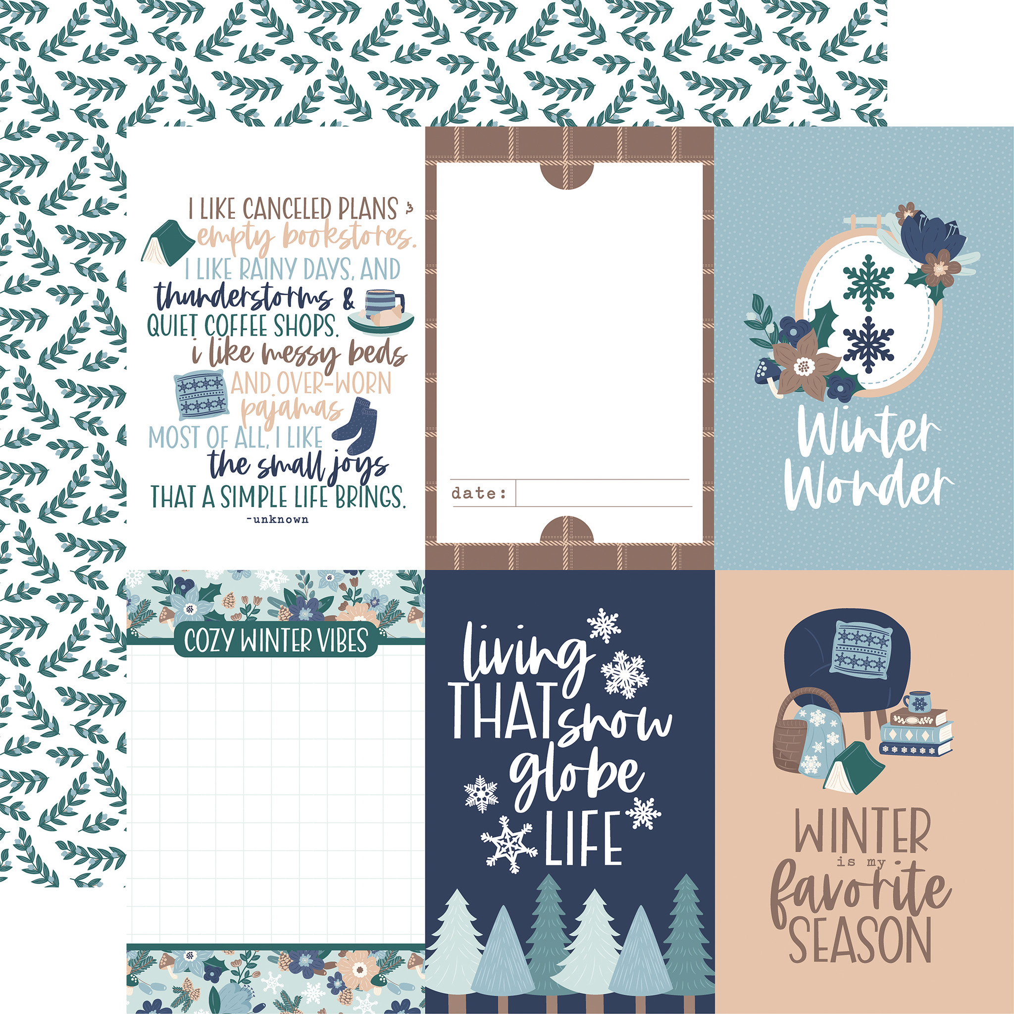 Snow Day: 4x6 Journaling Cards 12x12 Patterned Paper - Echo Park Paper Co