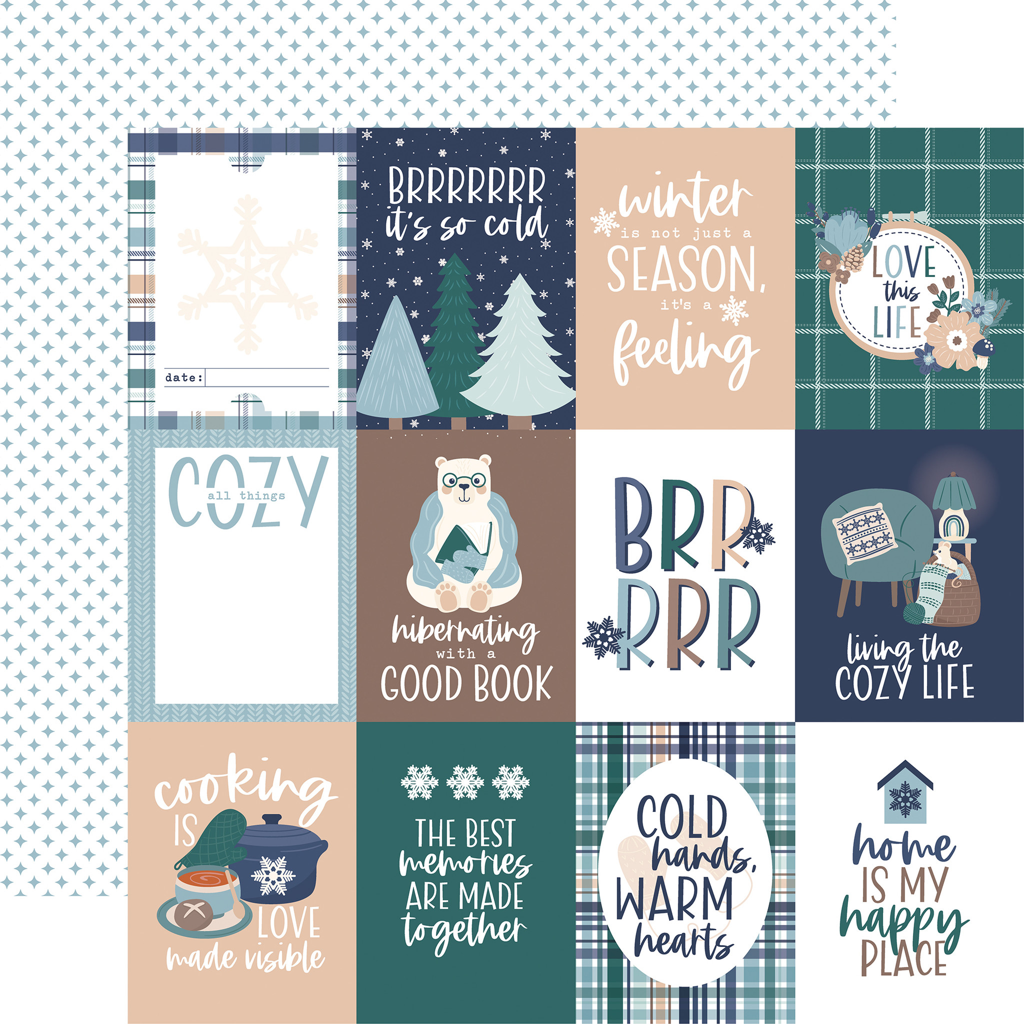 Snow Day: 3x4 Journaling Cards 12x12 Patterned Paper - Echo Park Paper Co