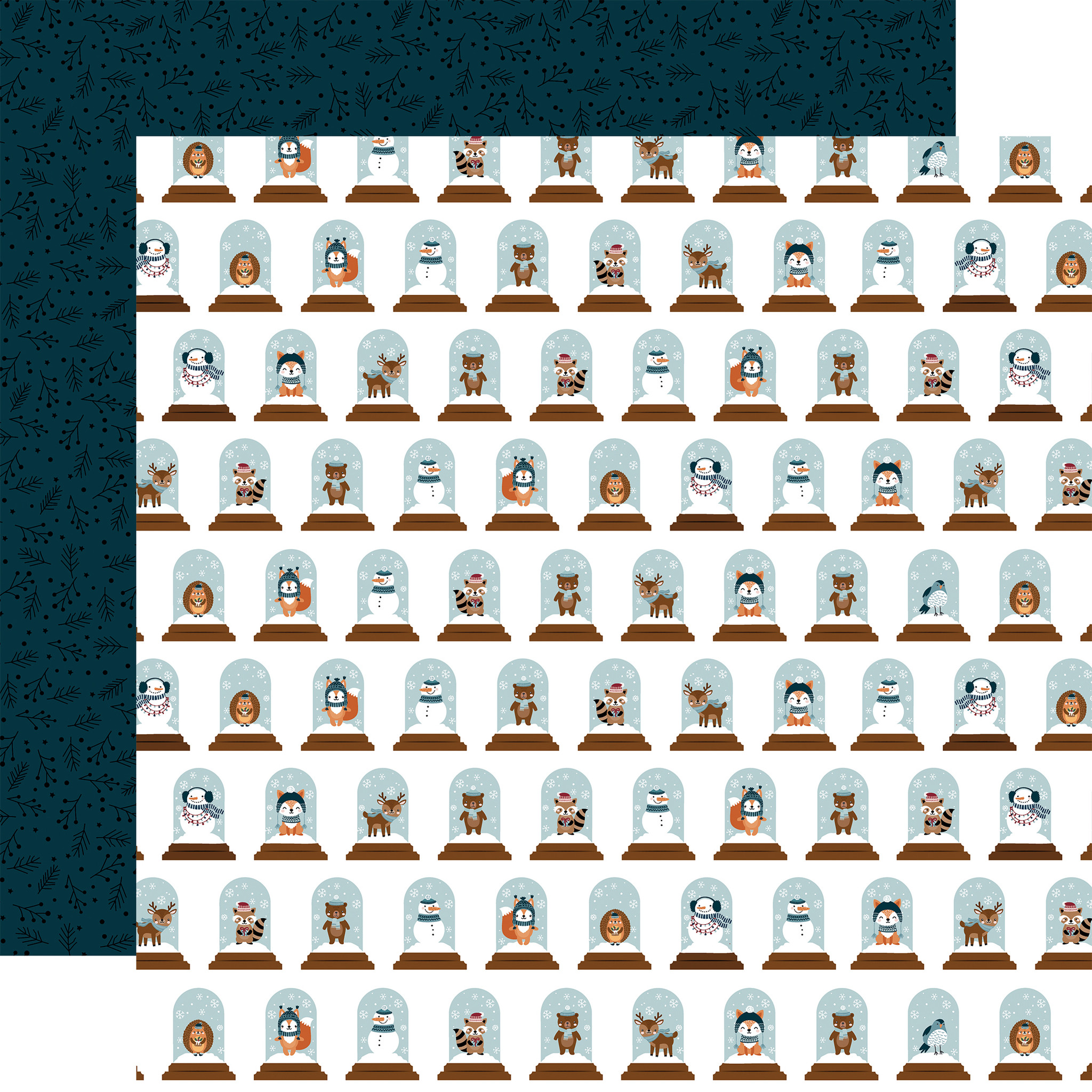 Winter Fun: Frosty Friends Snowglobes 12x12 Patterned Paper - Echo Park ...