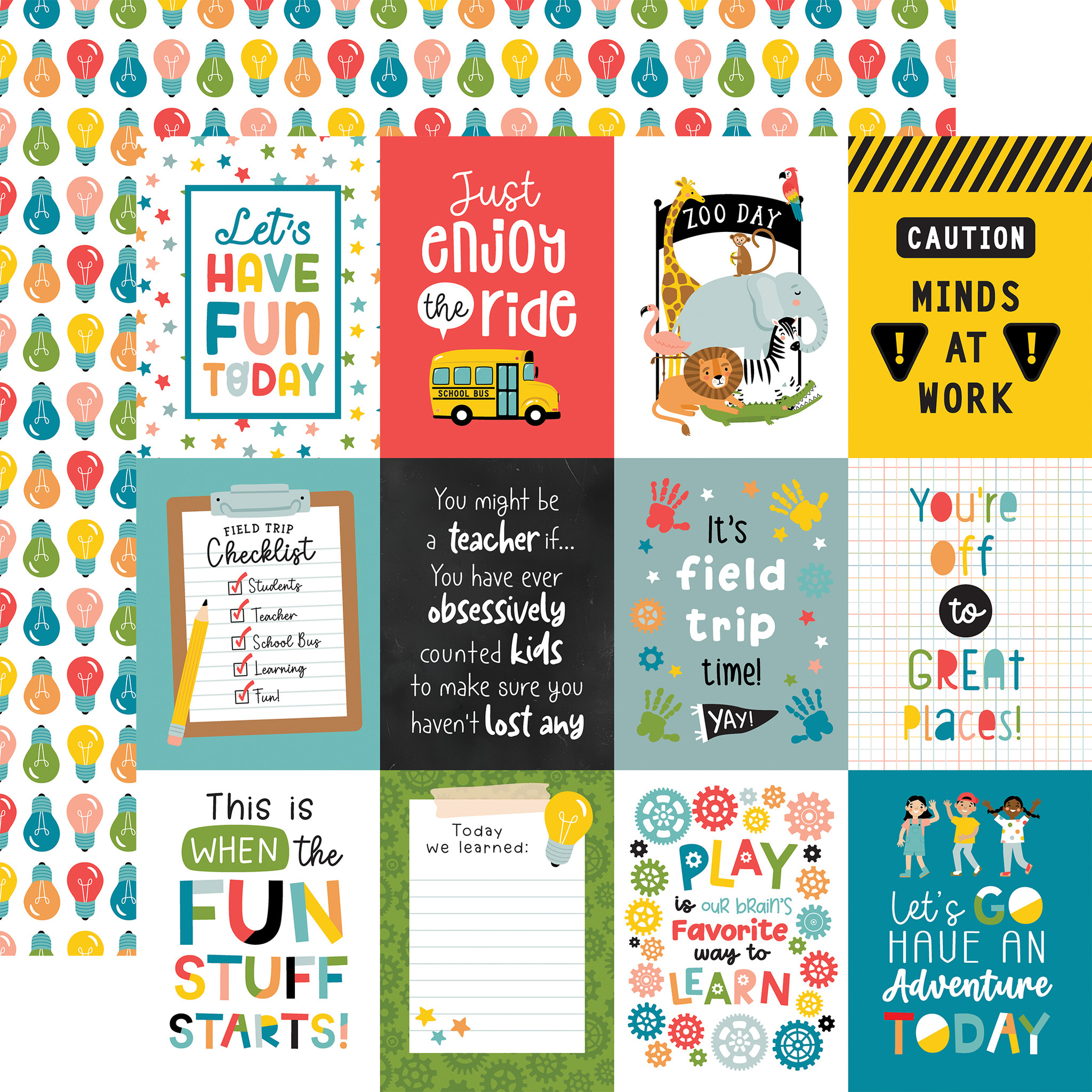 Field Trip: 3x4 Journaling Cards 12x12 Patterned Paper - Echo Park Paper Co