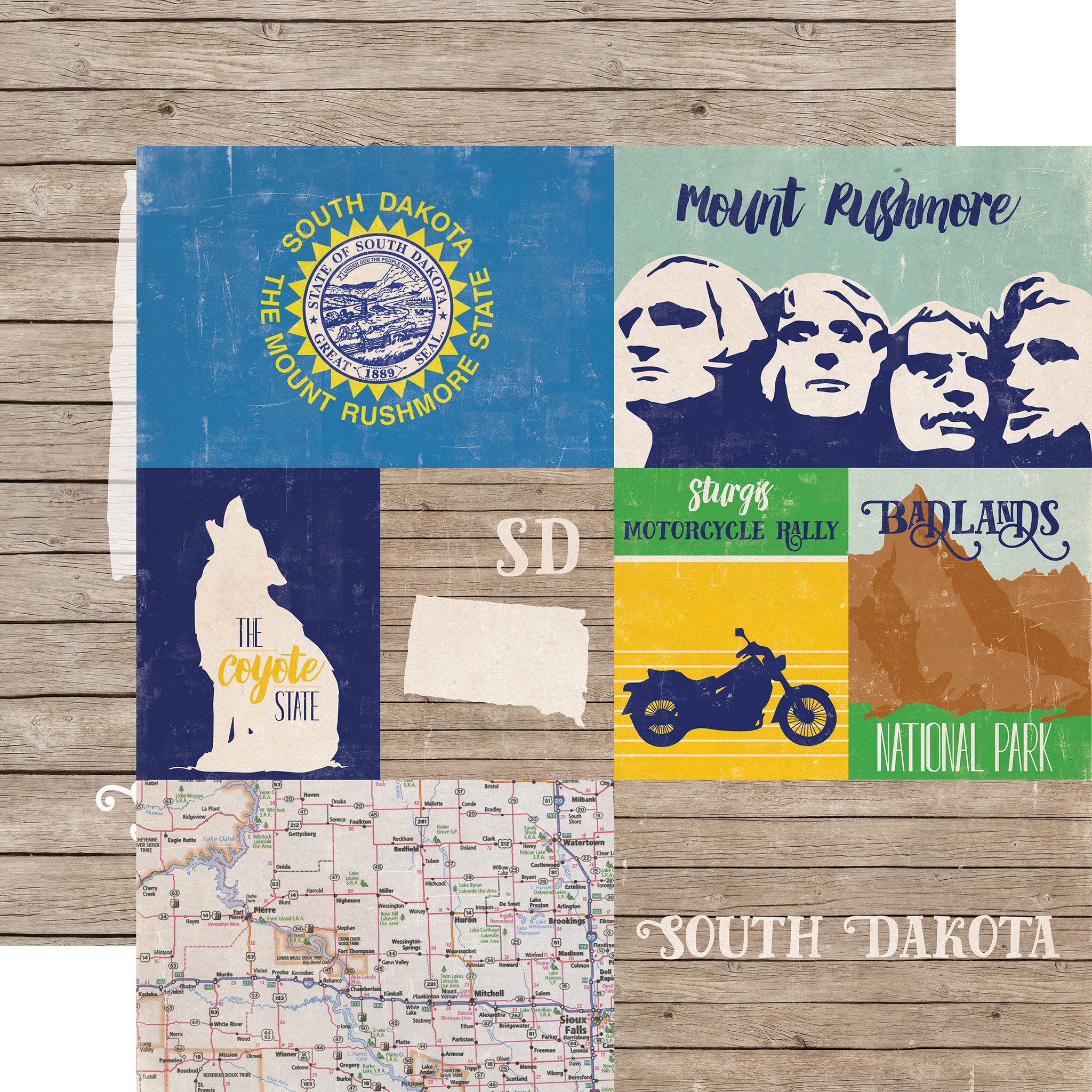 Stateside: South Dakota 12x12 Patterned Paper - Echo Park Paper Co