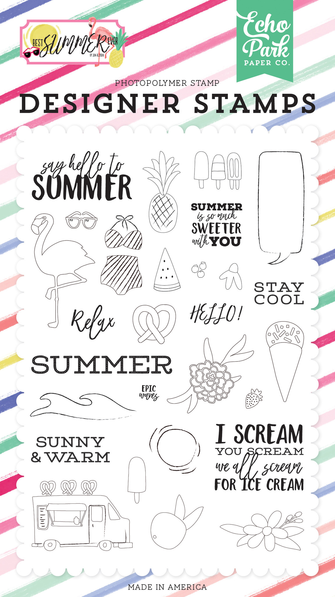 Best Summer Ever: Say Hello To Summer Stamp Set - Echo Park Paper Co