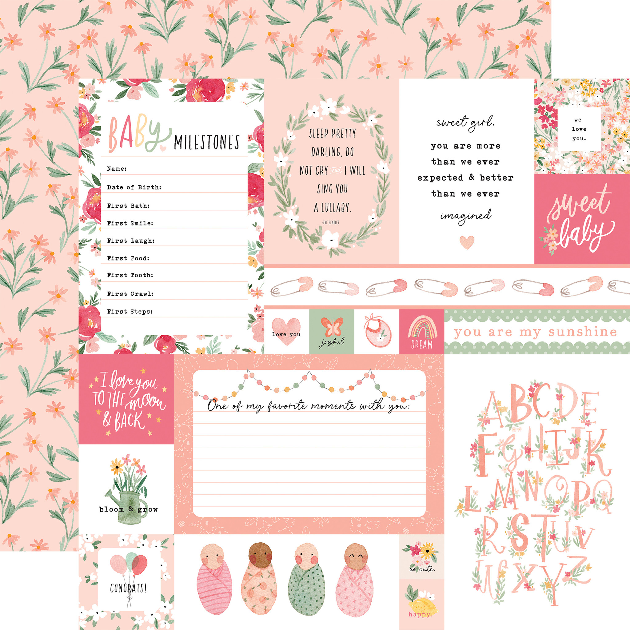 Welcome Baby Girl: Multi Journaling Cards 12x12 Patterned Paper - Echo ...