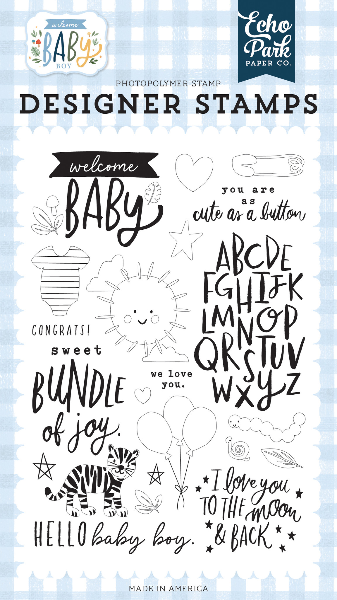 Welcome Baby Boy: Welcome Baby Stamp Set - Echo Park Paper Co