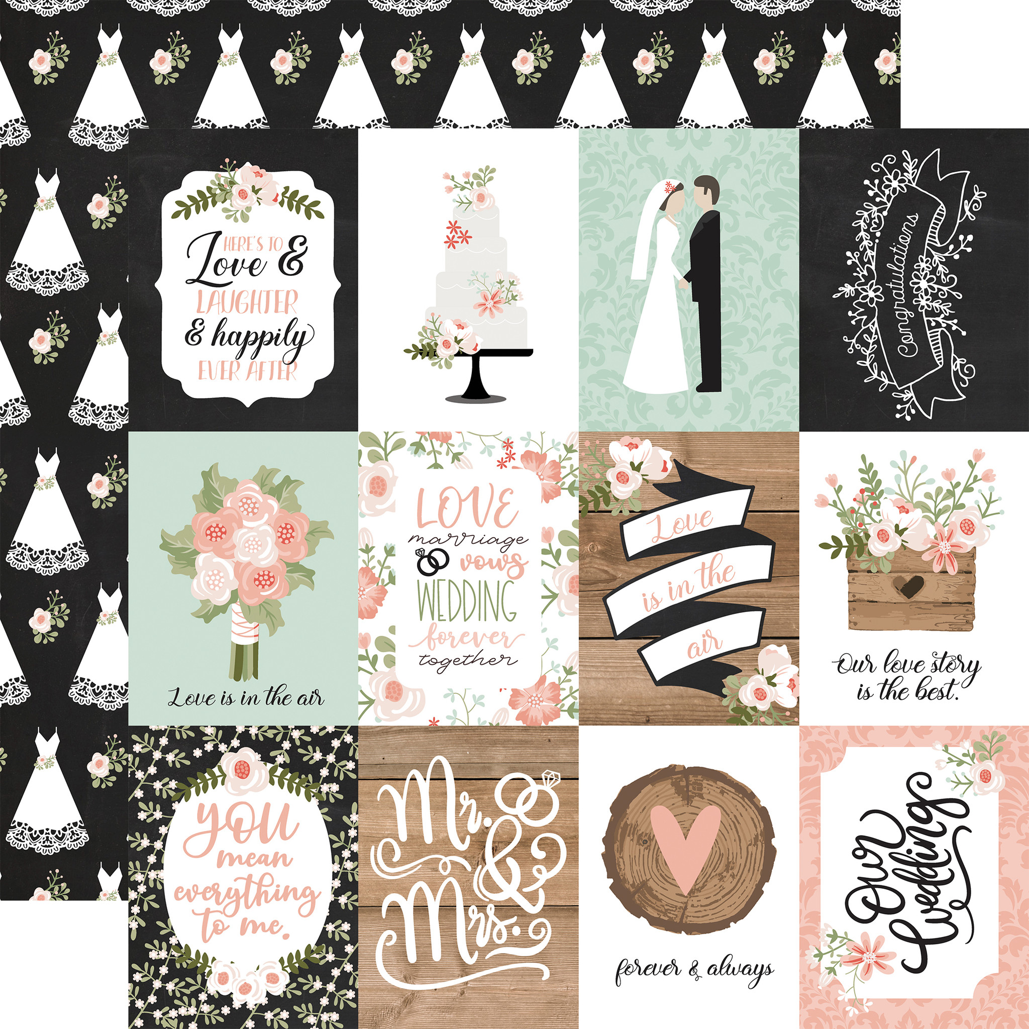 Our Wedding: 3x4 Journaling Cards 12x12 Patterned Paper - Echo Park ...
