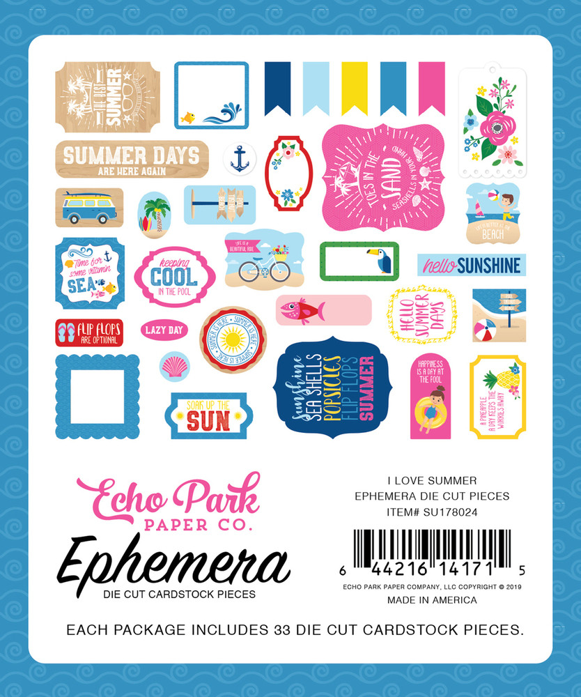 I Love Summer Ephemera - Echo Park Paper Co