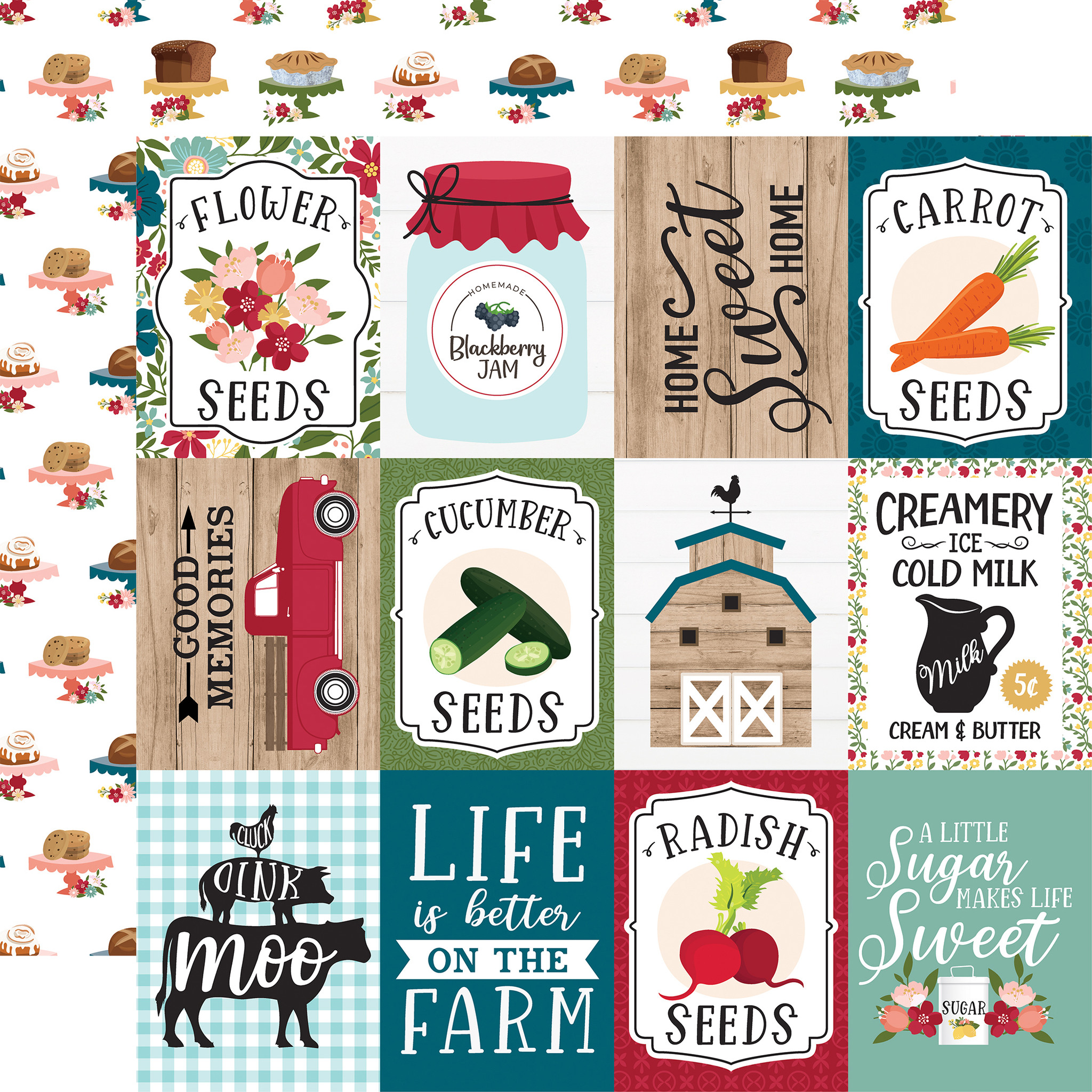 Farmer's Market: 3x4 Journaling Cards 12x12 Patterned Paper - Echo Park ...