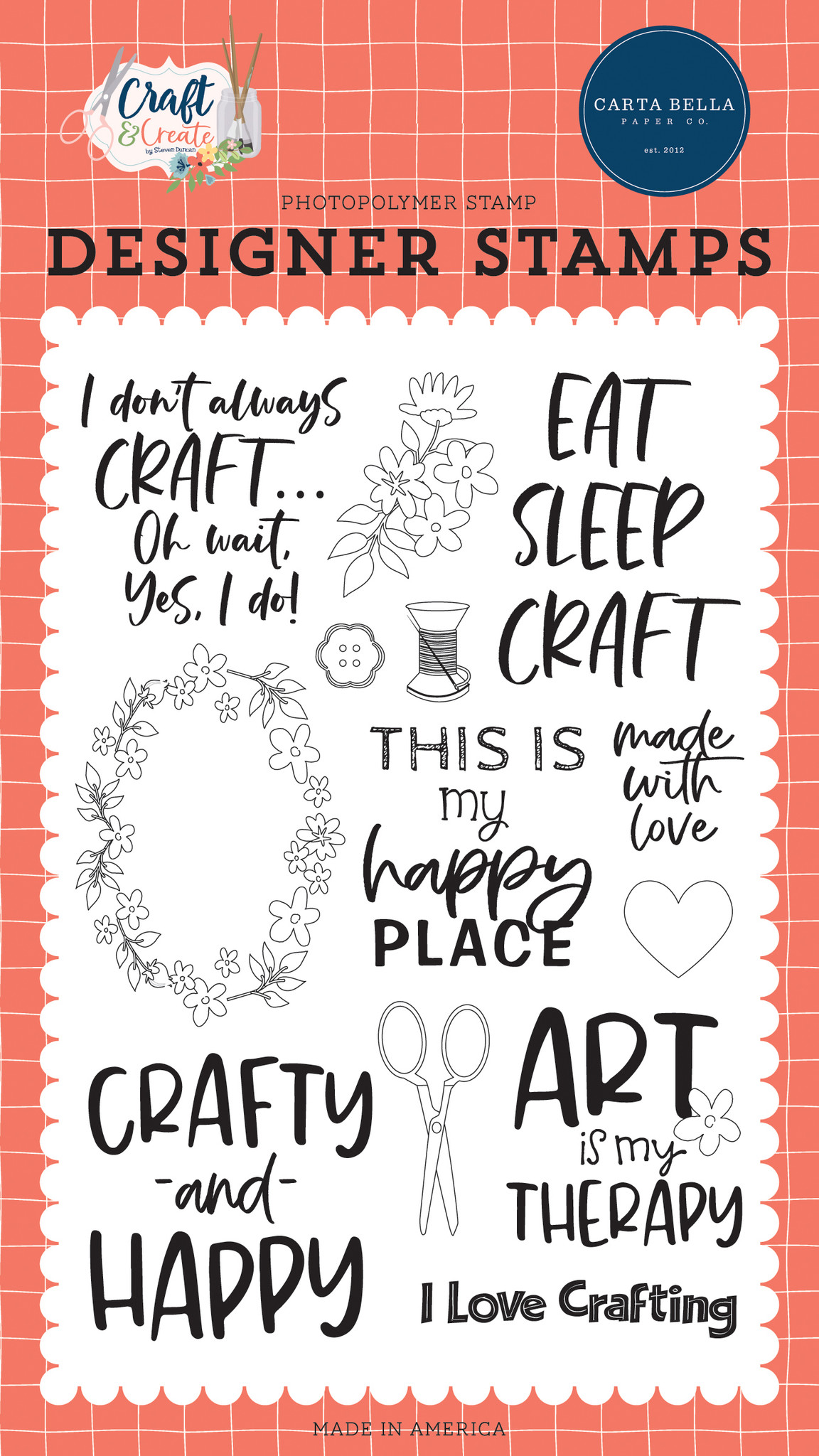 Craft and Create: Crafty & Happy Stamp Set - Echo Park Paper Co