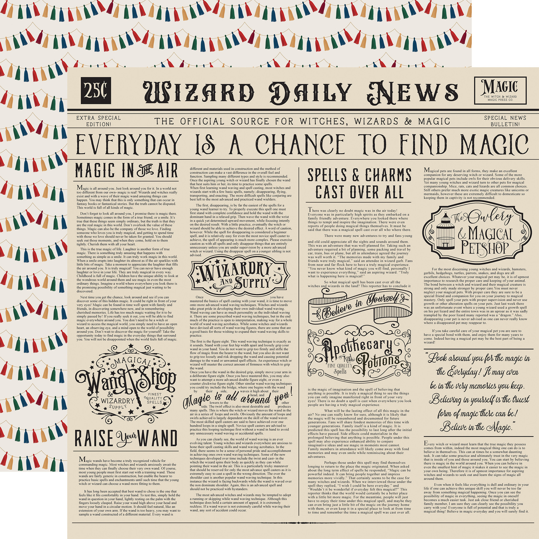 Witches & Wizards No. 2: Wizards Daily News 12x12 Patterned Paper ...