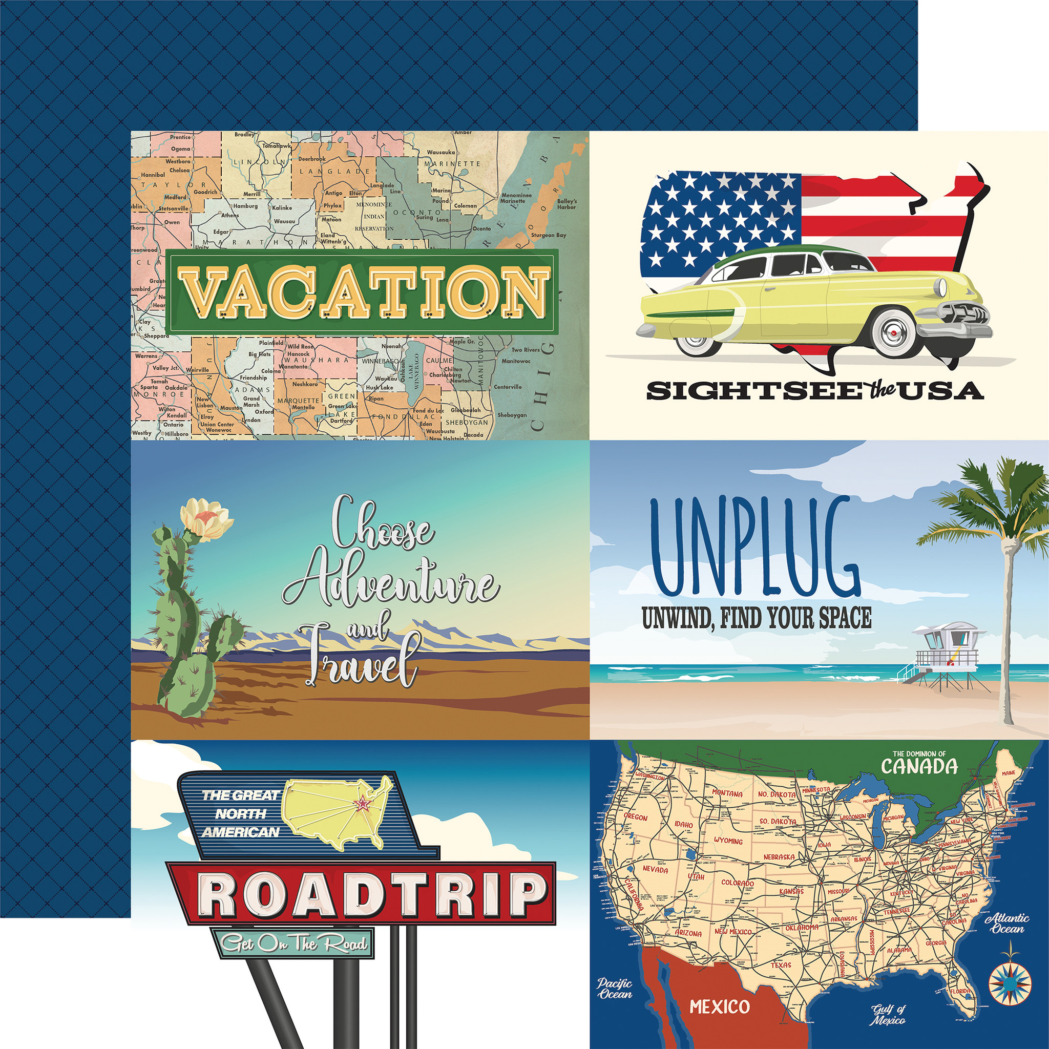 Road Trip: 6x4 Journaling Cards 12x12 Patterned Paper - Echo Park Paper Co