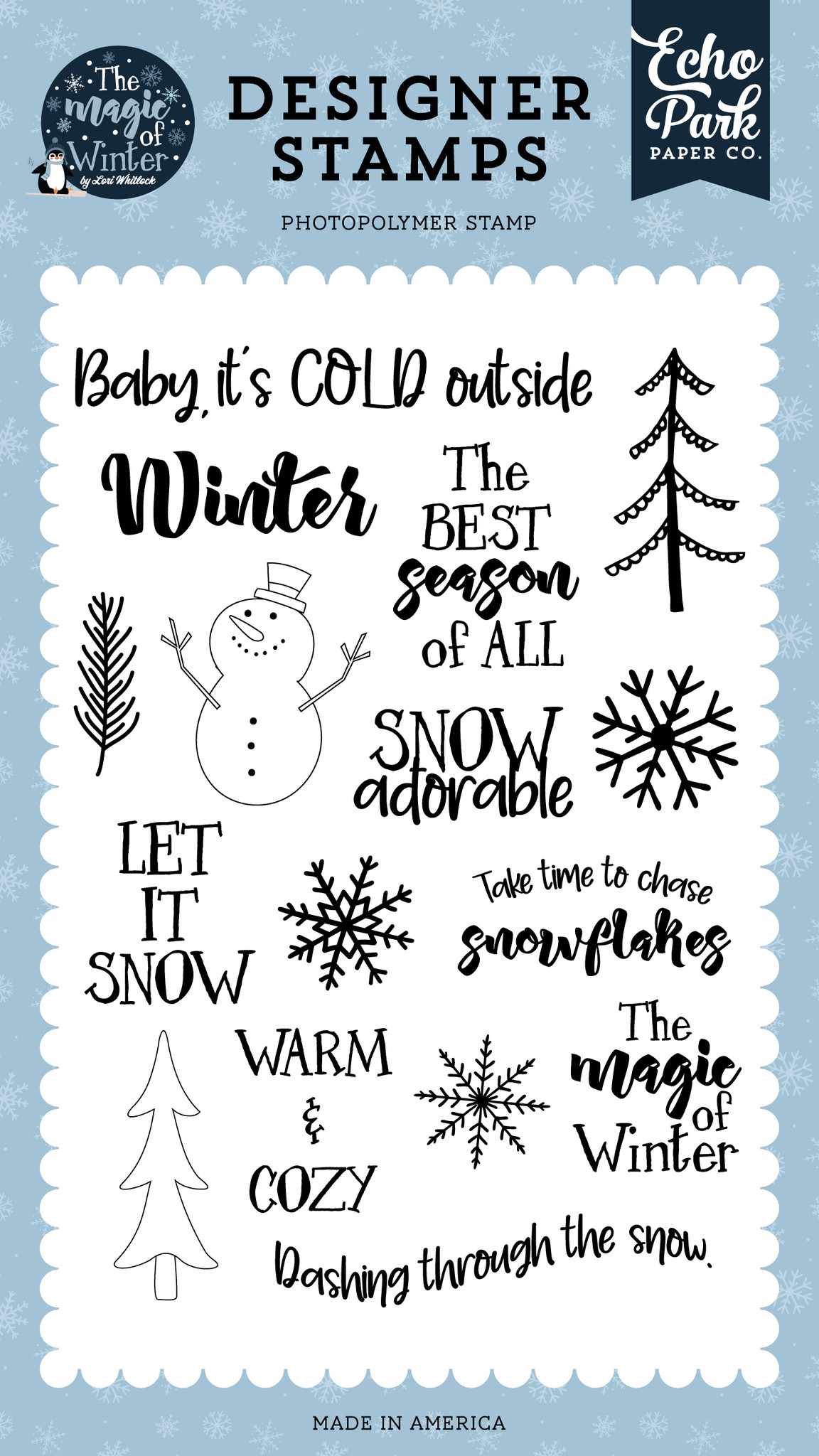 The Magic Of Winter: Snow Adorable Stamp Set - Echo Park Paper Co