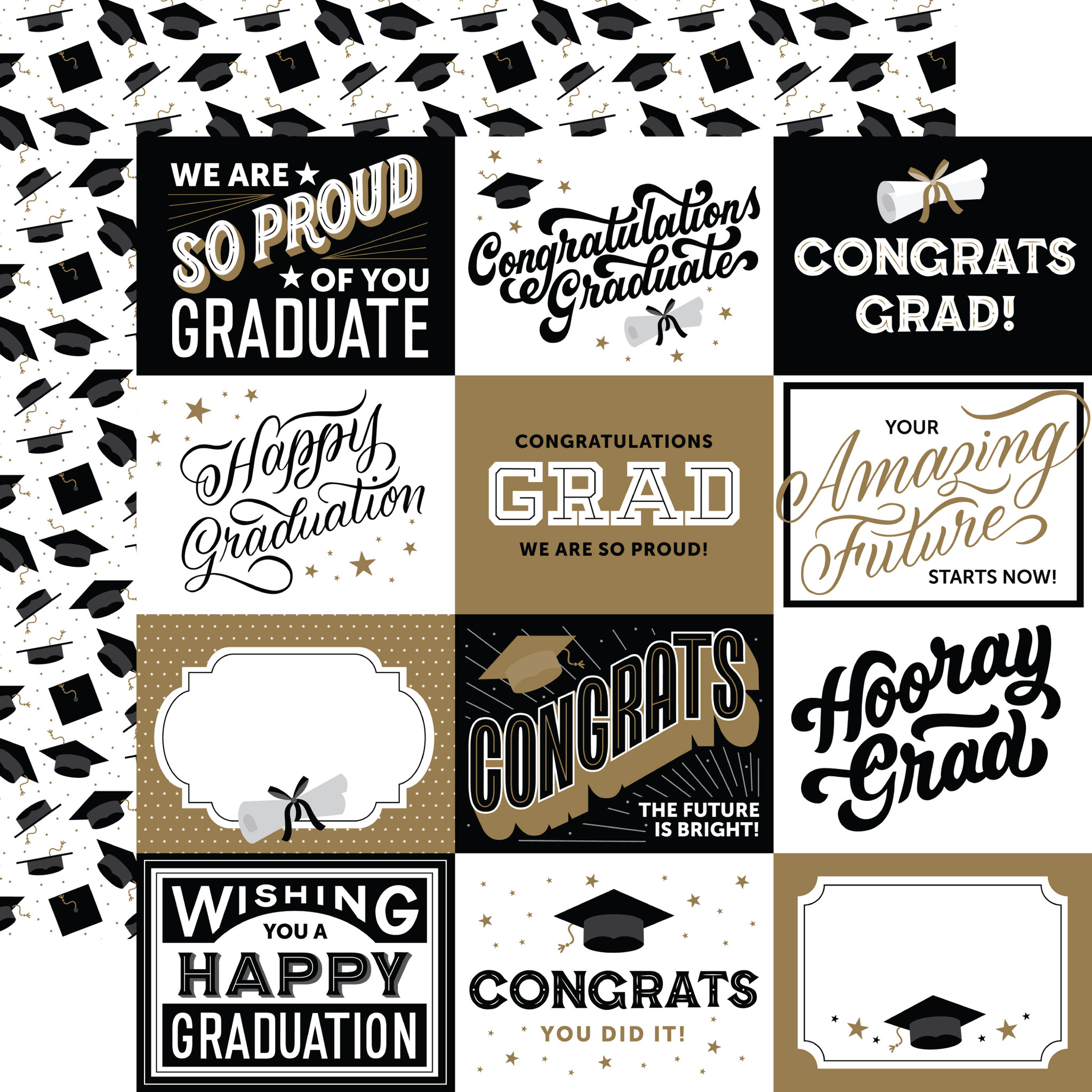 Graduation: 4x3 Journaling Cards 12x12 Patterned Paper - Echo Park Paper Co