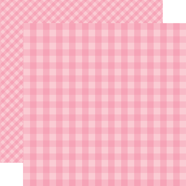 Gingham: Raspberry Gingham 12x12 Patterned Paper - Echo Park Paper Co