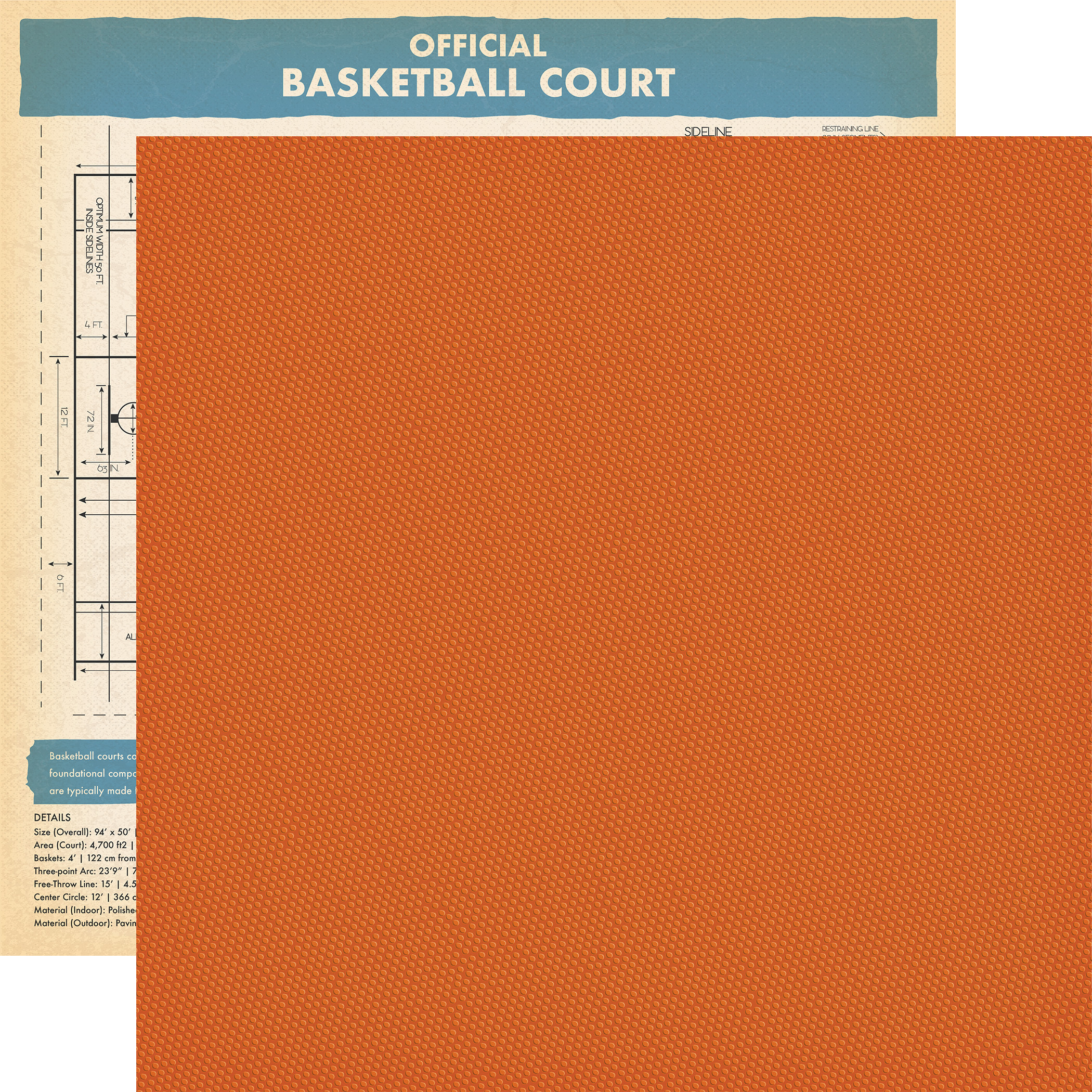 Basketball Textured Paper That Looks Like Basketball Set Of 4 Sports