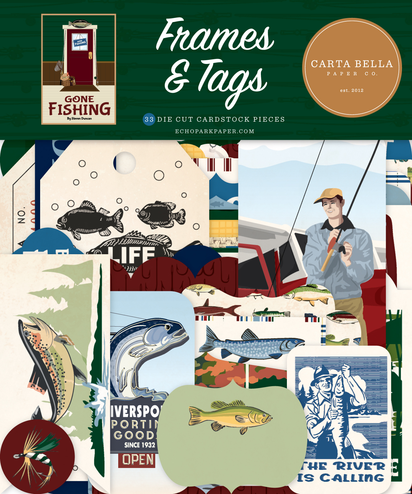 Gone Fishing Frames & Tags - Echo Park Paper Co