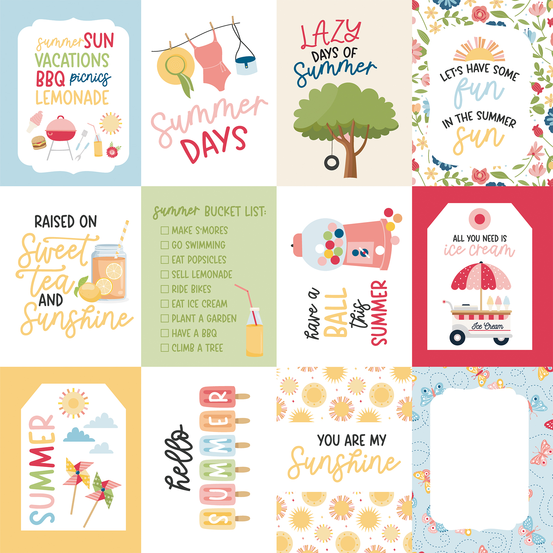 Have A Great Summer: 3x4 Journaling Cards 12x12 Patterned Paper - Echo ...