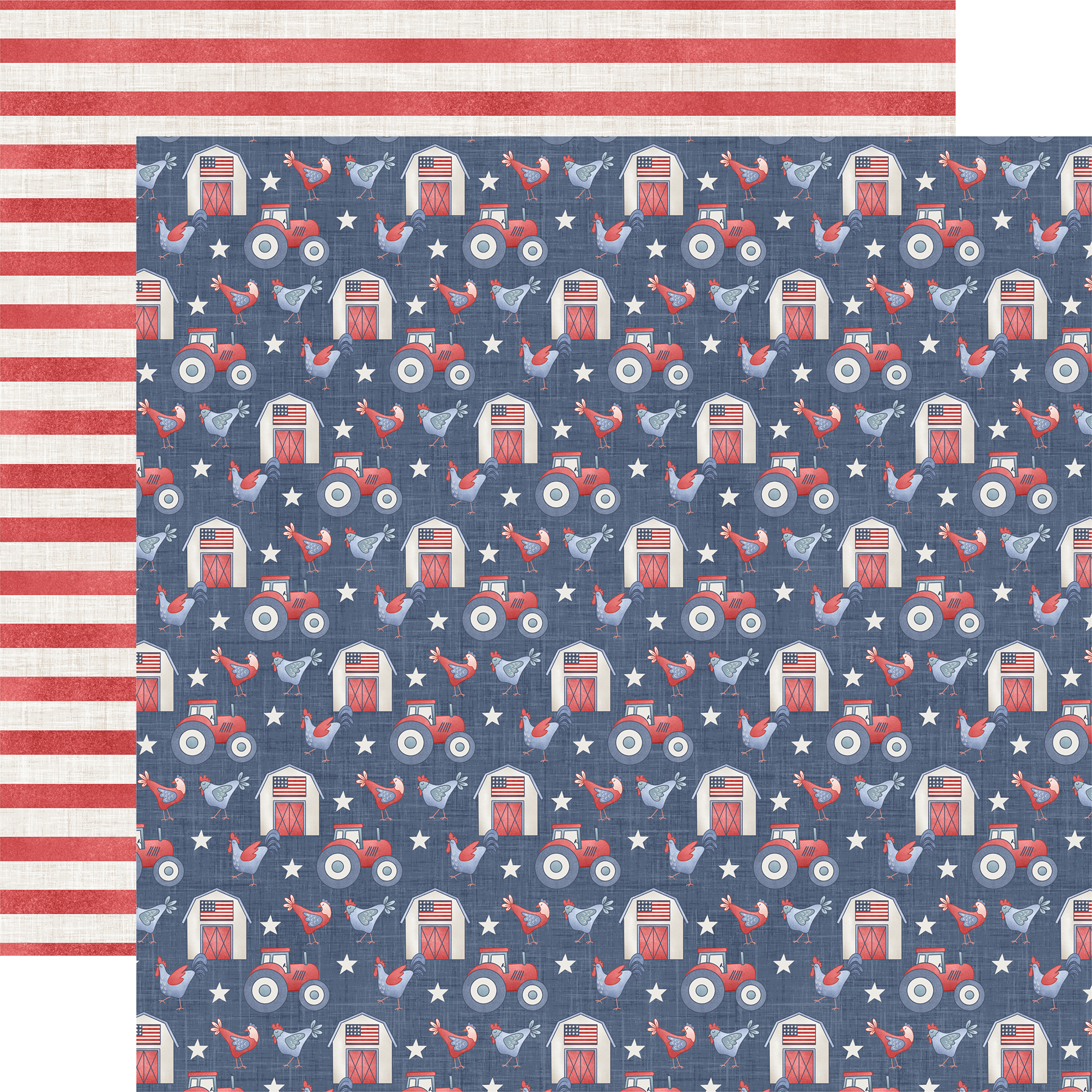 Yankee Doodle: Land Of The Free Farm 12x12 Patterned Paper - Echo Park ...