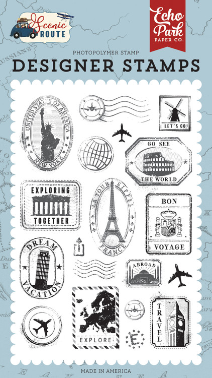 Scenic Route: Travel Stamps Stamp Set - Echo Park Paper Co