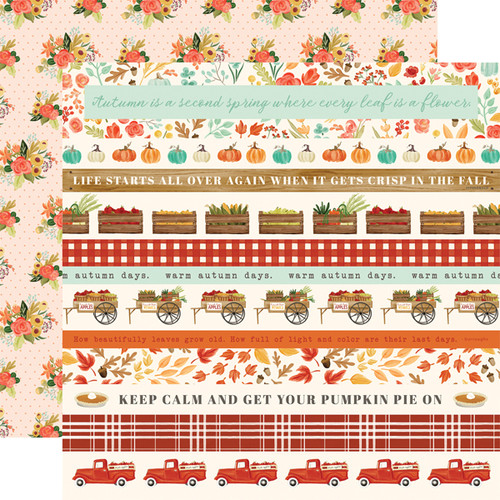 Fall Market: Border Strips 12x12 Patterned Paper - Echo Park Paper Co