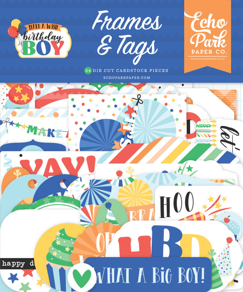 Make A Wish Birthday Boy Frames & Tags - Echo Park Paper Co
