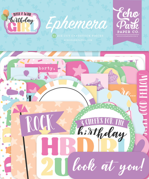 Make A Wish Birthday Girl Ephemera - Echo Park Paper Co