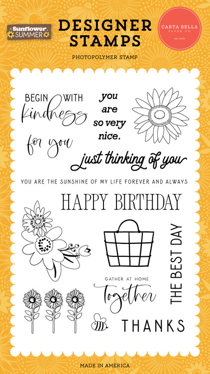 Sunflower Summer: Begin With Kindness Stamp Set - Echo Park Paper Co