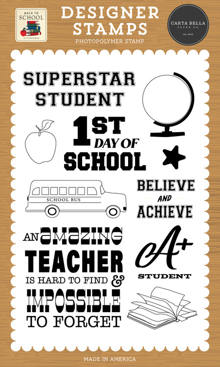 Back To School: Believe And Achieve Stamp Set - Echo Park Paper Co