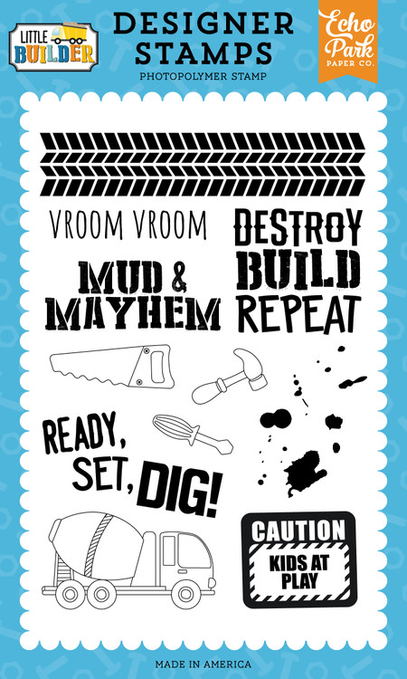 Little Builder: Tire Track Stamp Set - Echo Park Paper Co