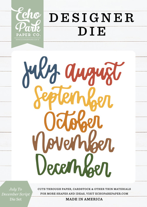 July To December Script Large Die Set - Echo Park Paper Co