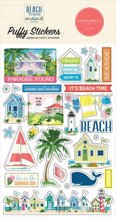 Beach Town Puffy Stickers - Echo Park Paper Co Beach Town Puffy Stickers - Echo Park Paper Co