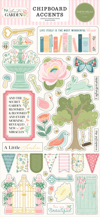 Secret Garden 6x13 Chipboard Accents - Echo Park Paper Co