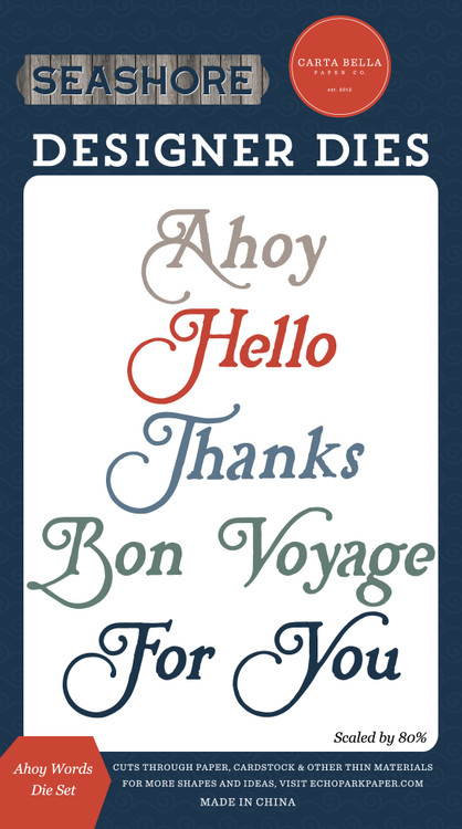 Seashore: Ahoy Word Small Die Set - Echo Park Paper Co