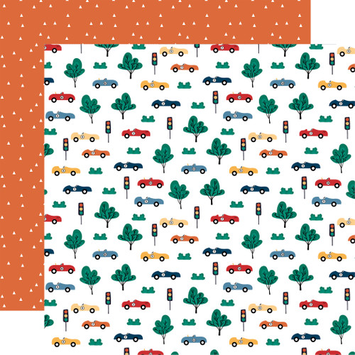 Vroom!: Full Speed Ahead Cars 12x12 Patterned Paper - Echo Park Paper Co