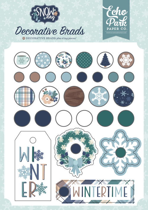 Snow Day Decorative Brads - Echo Park Paper Co