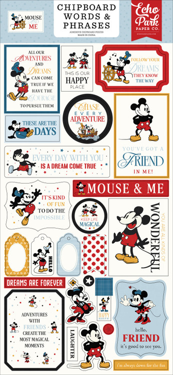 Mouse And Me 6x13 Chipboard Word & Phrases - Echo Park Paper Co