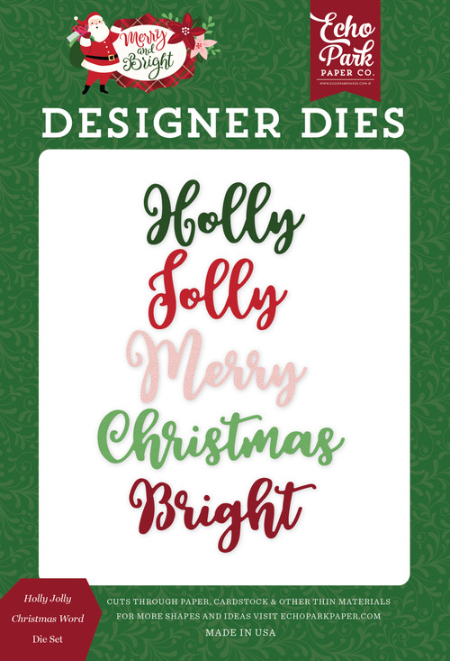 Merry & Bright: Holly Jolly Christmas Word Medium Die Set - Echo Park ...