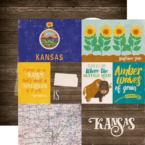 Stateside: Kansas 12x12 Patterned Paper - Echo Park Paper Co