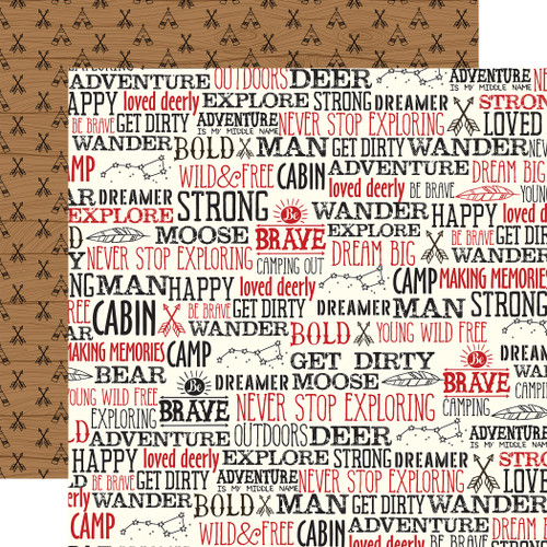 Little Lumberjack: Wander Words 12x12 Patterned Paper - Echo Park Paper Co