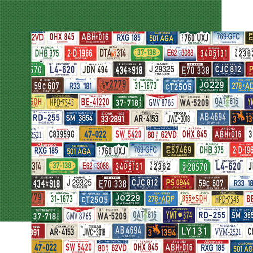 Road Trip: License Plates 12x12 Patterned Paper - Echo Park Paper Co