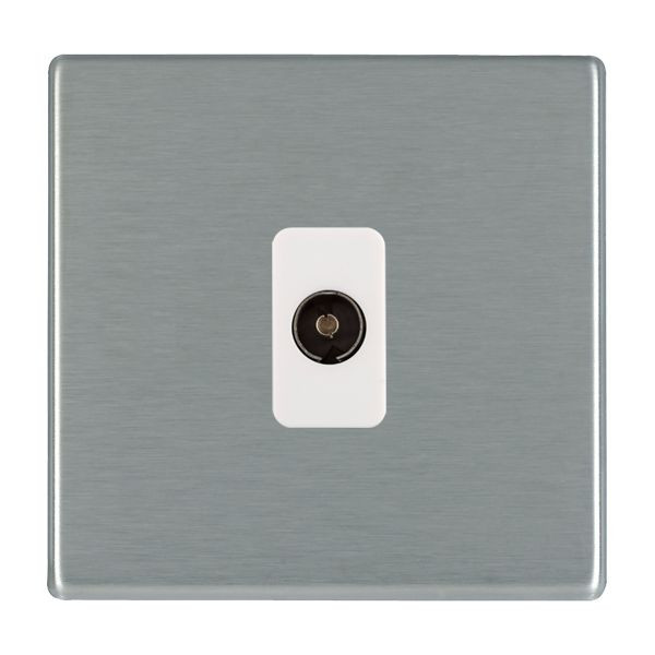 Hartland CFX Satin Steel Effect 1 gang Non-Isolated Television 1in/1out ...