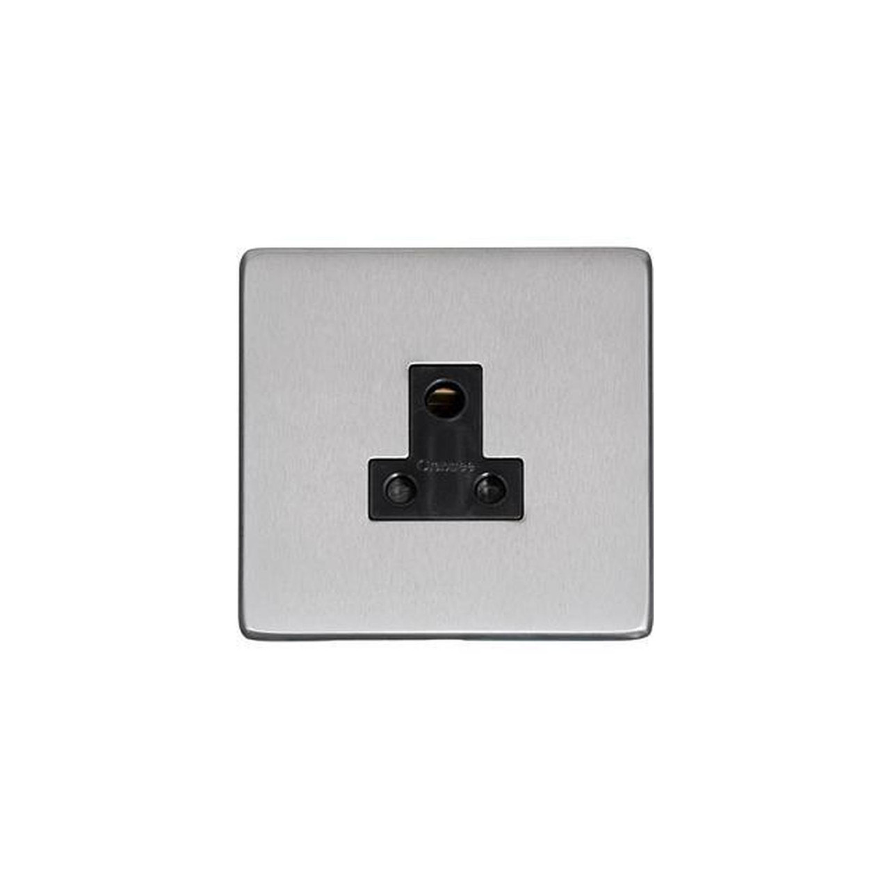 5 Amp Studio Range 3 Round Pin Socket - Satin Chrome/Black Trim