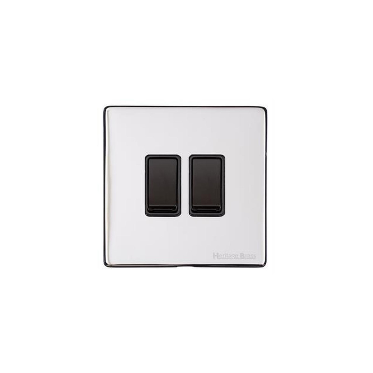 2 Gang Rocker Switch (10 Amp) Polished Chrome Vintage Range