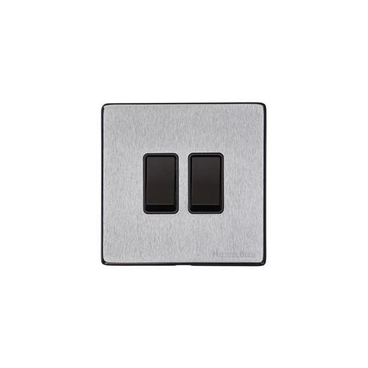 2 Gang Rocker Switch (10 Amp) in Satin Chrome Vintage Range