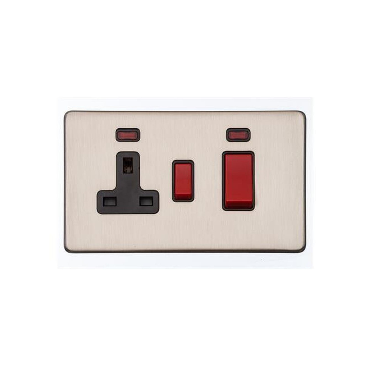 Vintage Range 45A Cooker Unit + 13A Socket in Satin Nickel - Black Trim ...