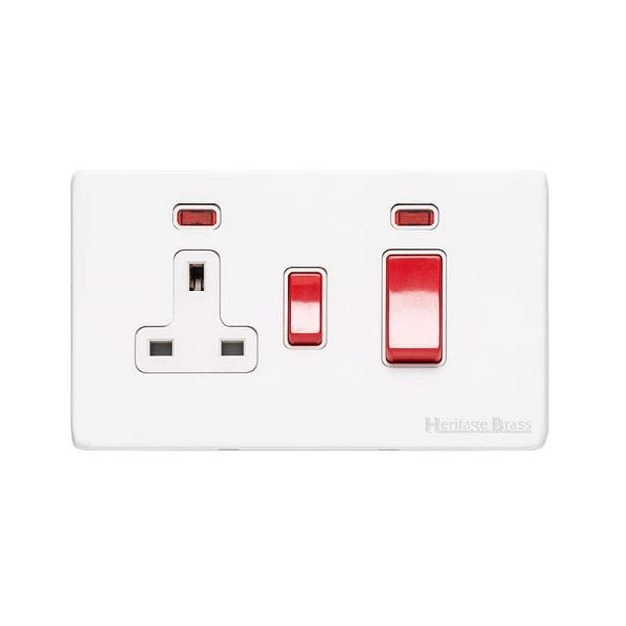 45A Cooker Unit + 13A Socket in Matt White Vintage Range