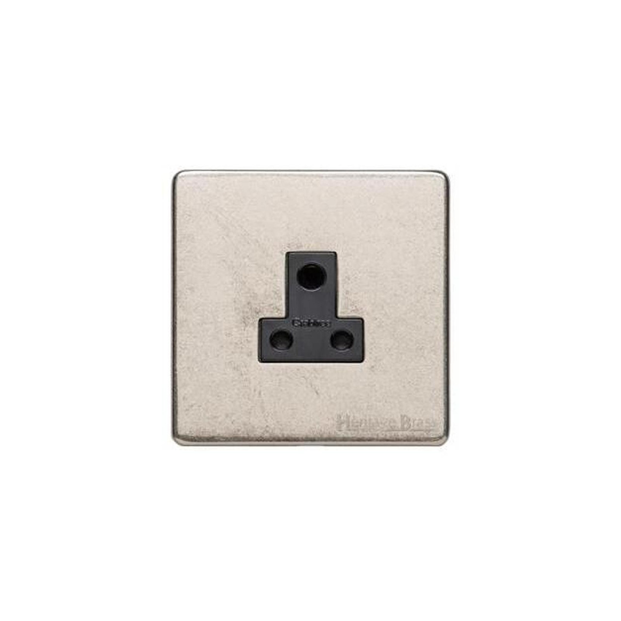 Vintage Range 5 Amp 3 Round Pin Socket in Rustic Nickel - Black Trim ...