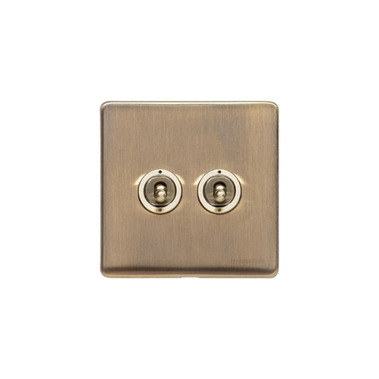 2 Gang Toggle Switch in Antique Brass | Arrow Vintage Range